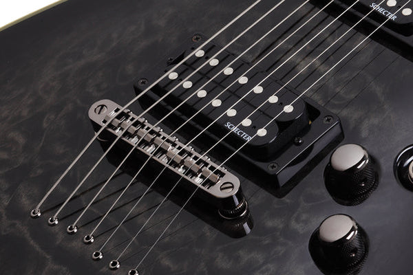 Schecter OMEN-EXT-7-STBLK See Thru Black Guitar with Schecter Diamond ...