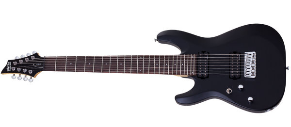 Schecter Left Handed C-8 DELUXE-LH-SBK Satin Black 8 String Guitar wit ...